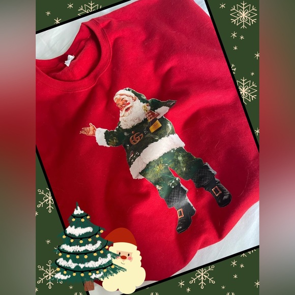 Tops | New Gucci Santa Custom Screen Print Holiday Festive Christmas ...